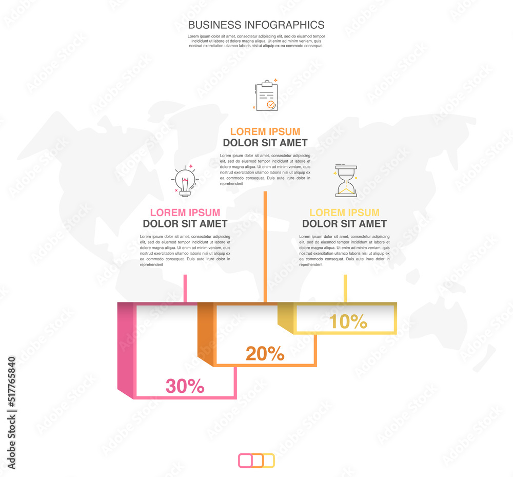 Line vector infographics. Creative of columns bar chart with three ...