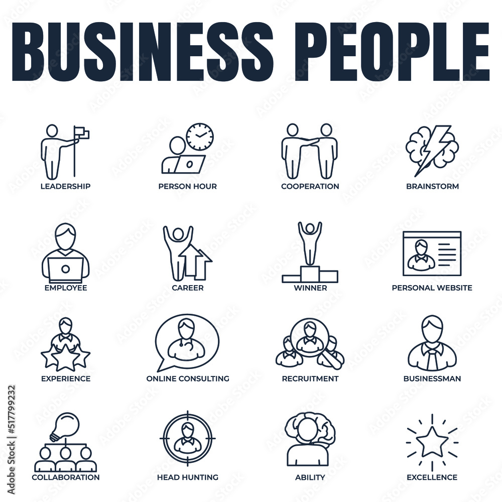 Vector de Stock Set of business people icon logo vector illustration ...