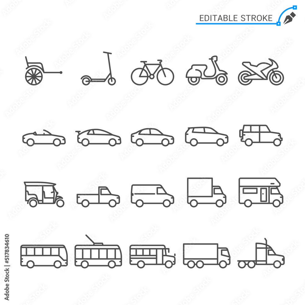 Vettoriale stock di Transportation line icons. Editable stroke. Pixel perfect. | Adobe Stock