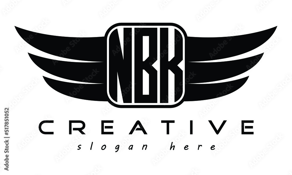Stock-Vektorgrafik „NBK three Letter Wings minimalist creative concept ...