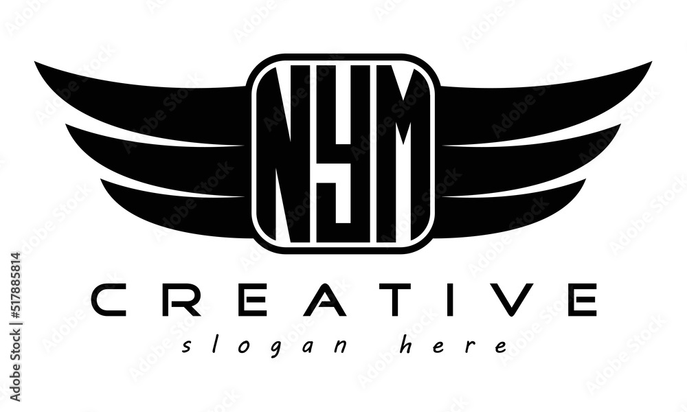 NYM three Letter Wings minimalist creative concept flag Flying abstract ...