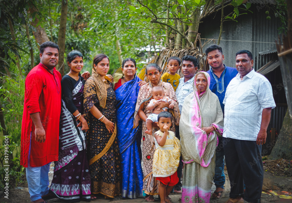 south asian family picture consists of generations of different age ...