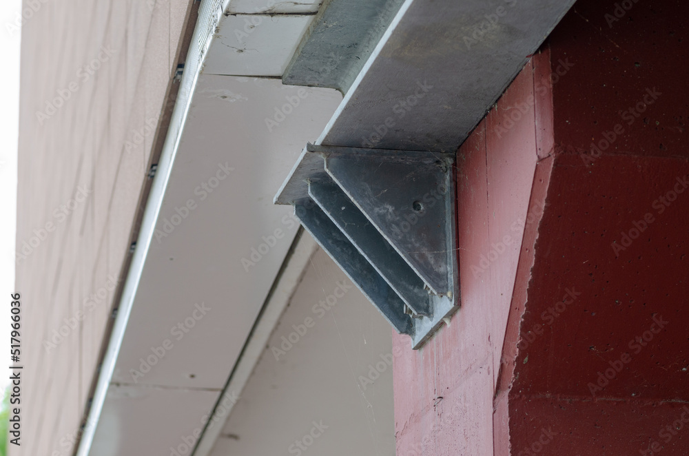 steel support structure, detail with steel beams joined by bolts to ...