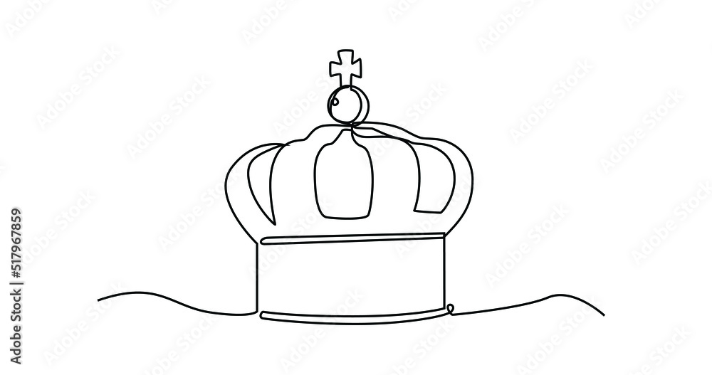 Image vectorielle Stock Crown one line vector illustartion. Single one ...