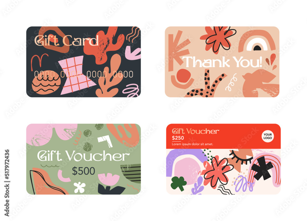 Стоковое векторное изображение «Set of modern trendy gift card, gift ...