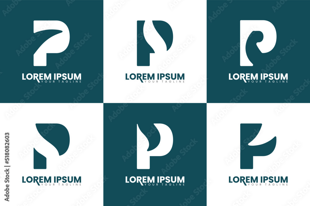Set of p letter monogram logo. Initial alphabet letter p logo collection Stock Vector | Adobe Stock