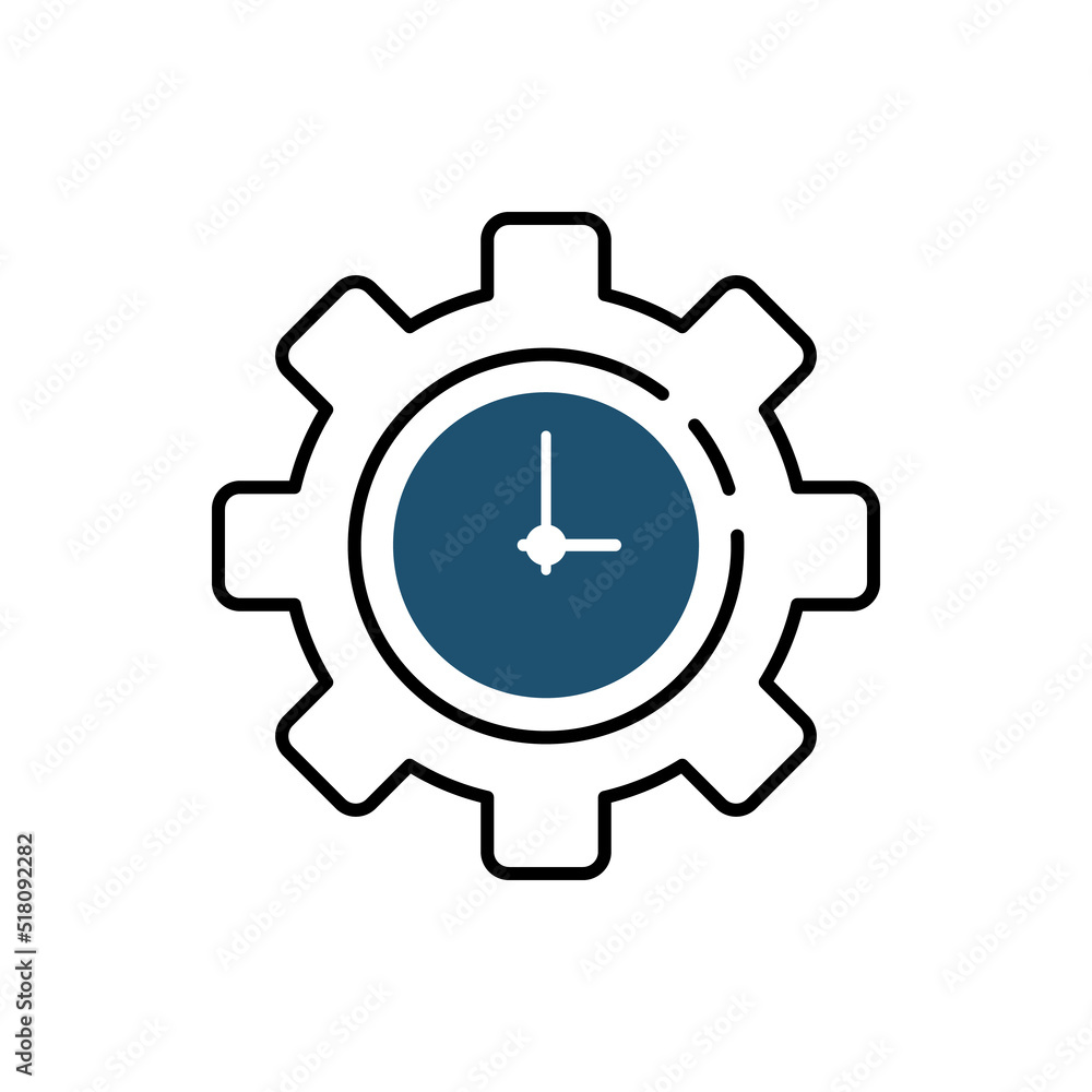 time management icon with gear and clock Stock Vector | Adobe Stock