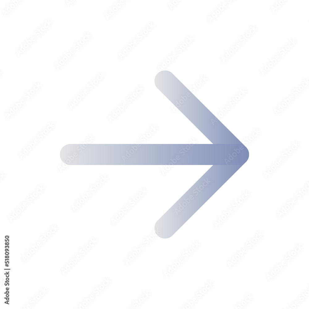 Rightwards arrow flat gradient color ui icon. Pressing right. Setting menu. Navigation control ...