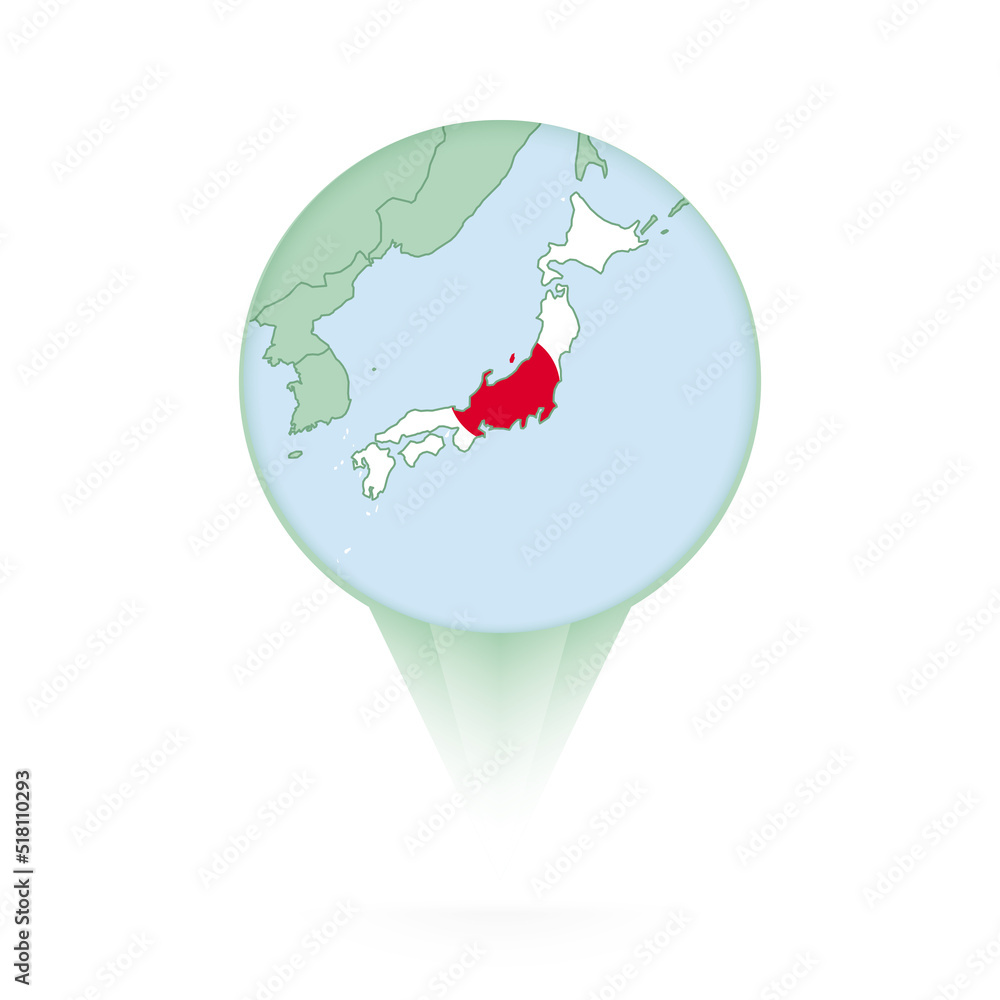 Japan map, stylish location icon with Japan map and flag. Stock Vector ...
