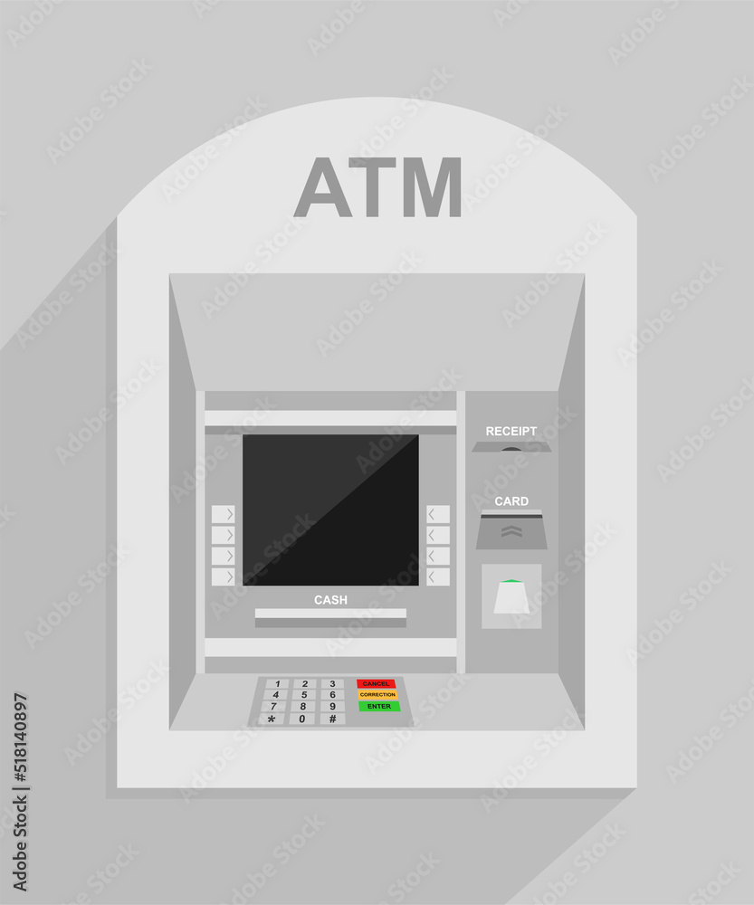 Vector illustration of gray ATM machine Stock Vector | Adobe Stock