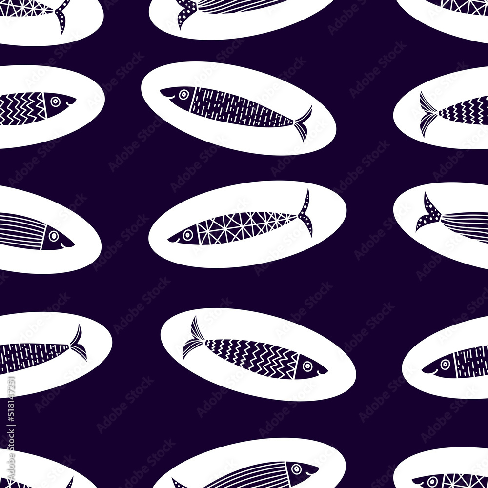 Sardines. Cute background. Seamless pattern. Can be used in textile ...