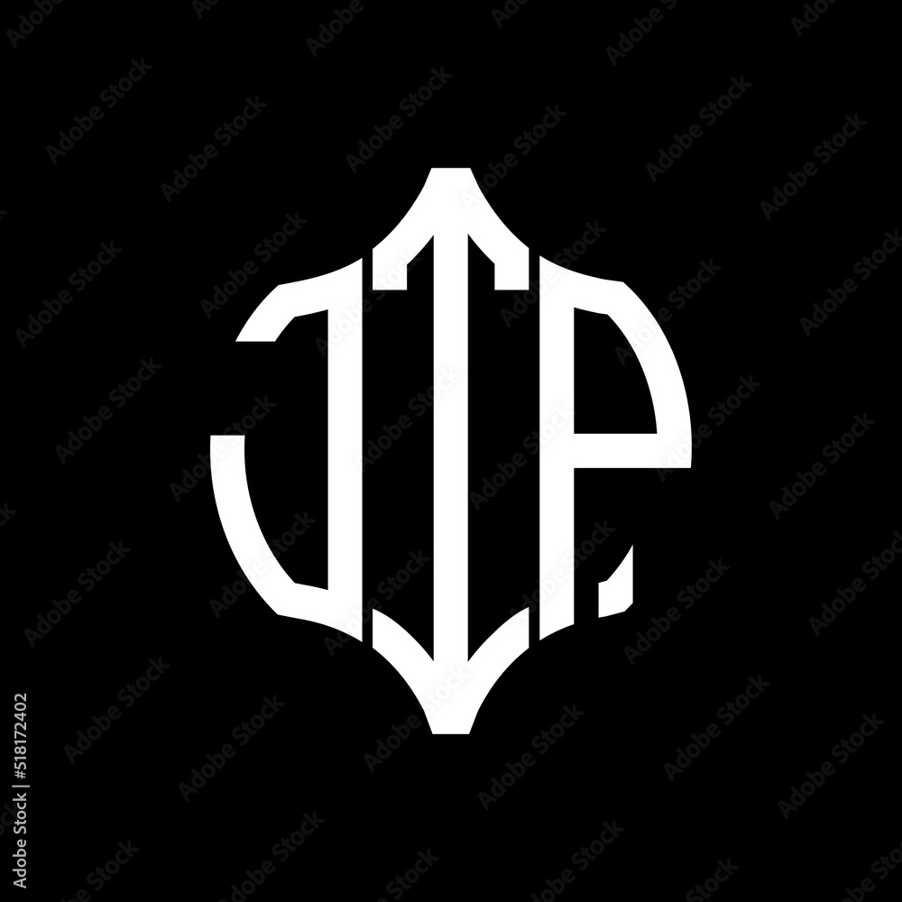 JTP letter logo. JTP best black background vector image. JTP Monogram ...