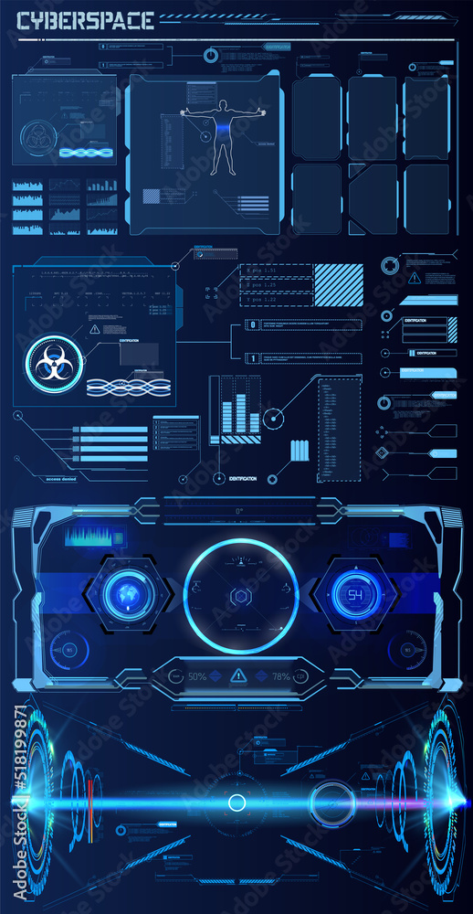 Futuristic Vector HUD Interface Screen Design. Digital callouts titles ...