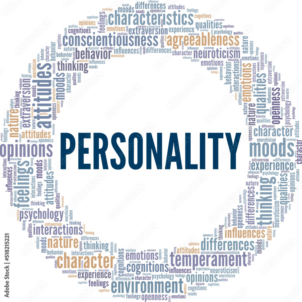 Personality word cloud conceptual design isolated on white background ...