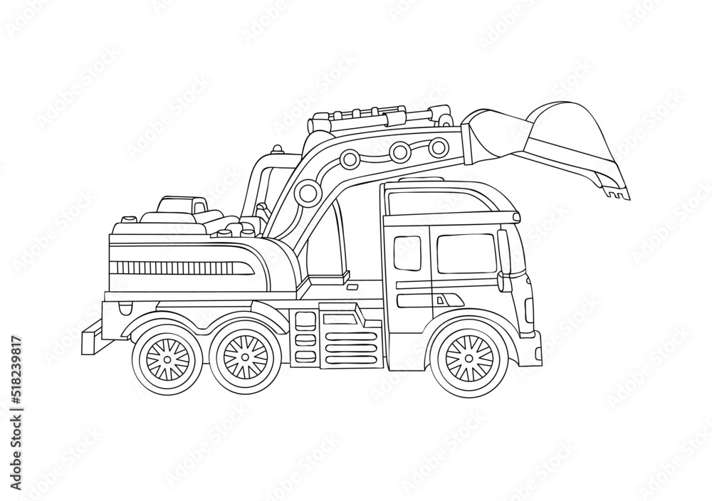 Excavator, side view. Commercial vehicles. Heavy special transport for ...