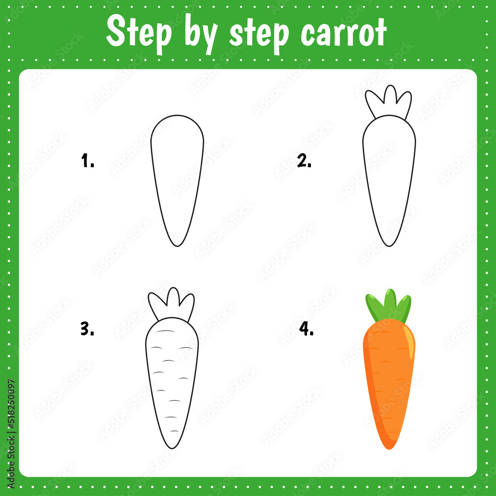 Educational worksheet for kids. Step by step drawing illustration ...