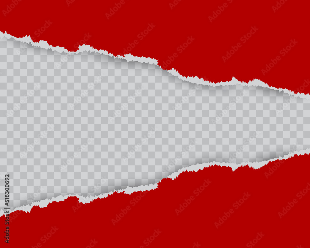 Vector de Stock Red Ripped Paper On Transparent Background. Frame. Vector Illustration | Adobe Stock