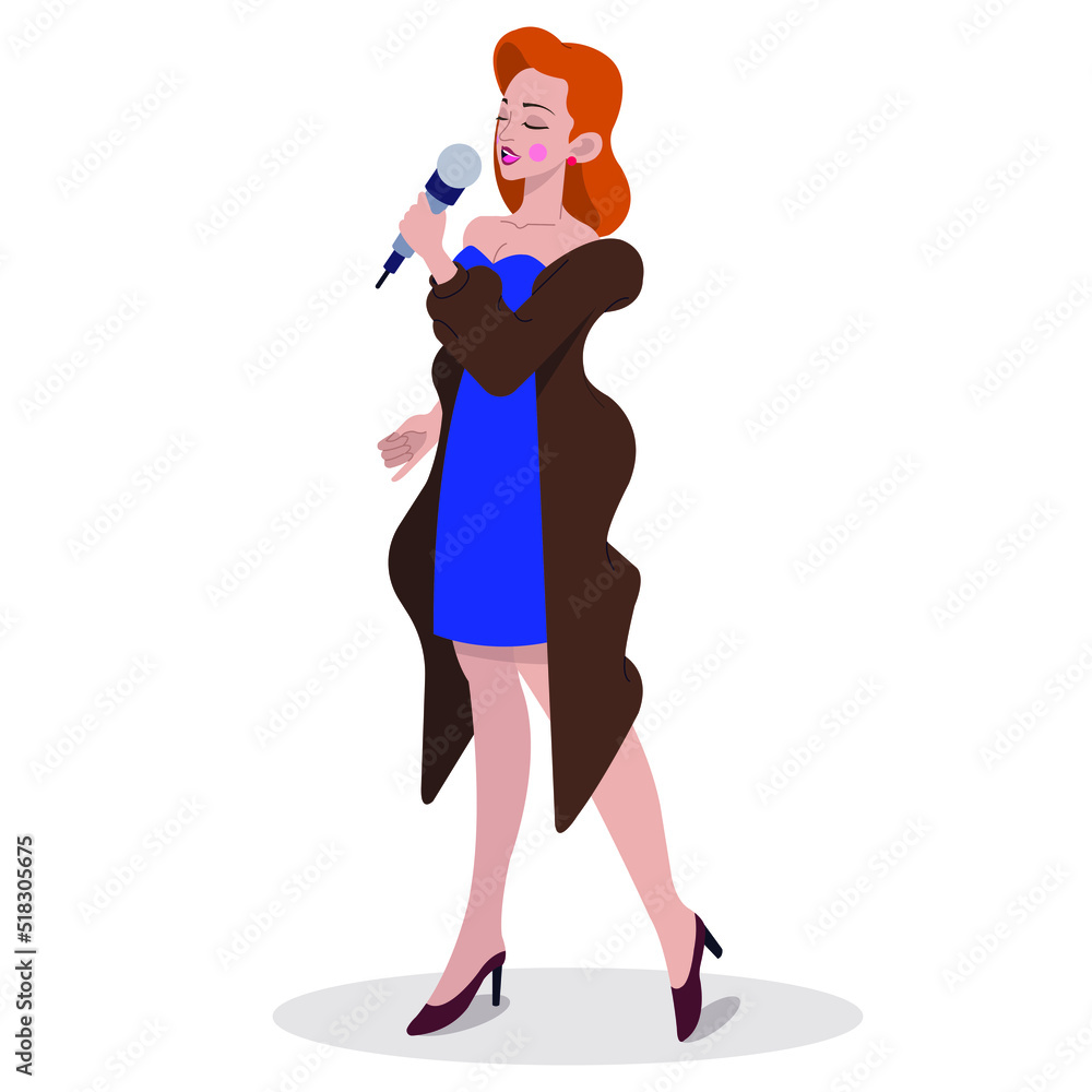 Female singer icons attractive elegance cartoon characters sketch Stock ...