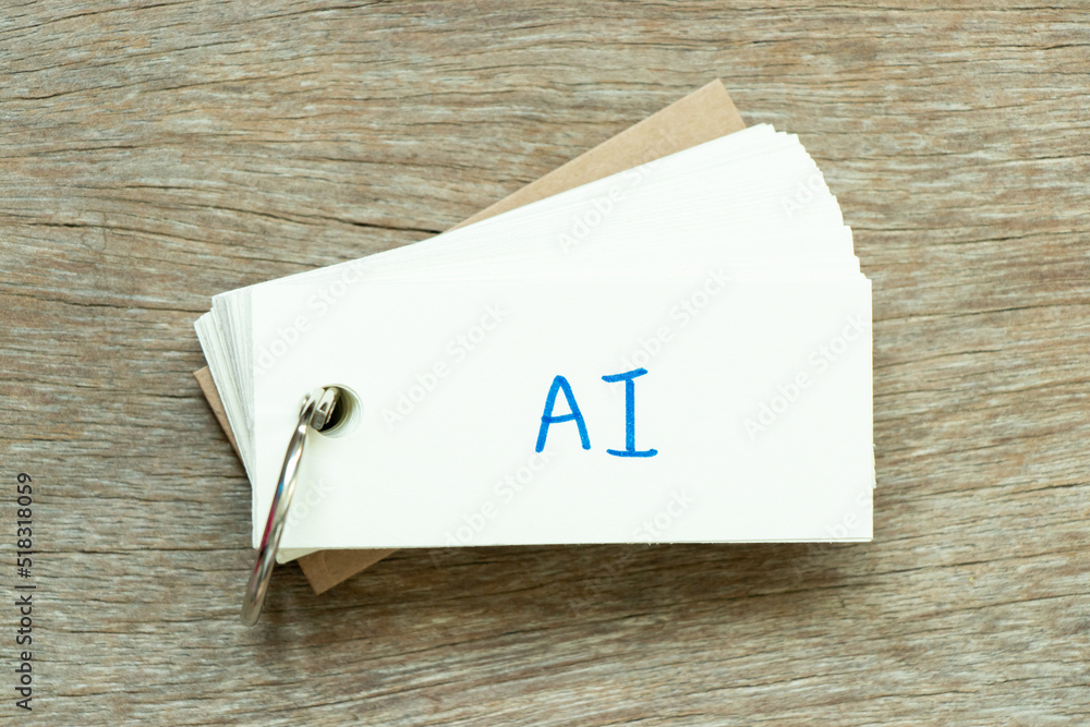 Flash card with handwriting word AI (Abbreviation of artificial ...