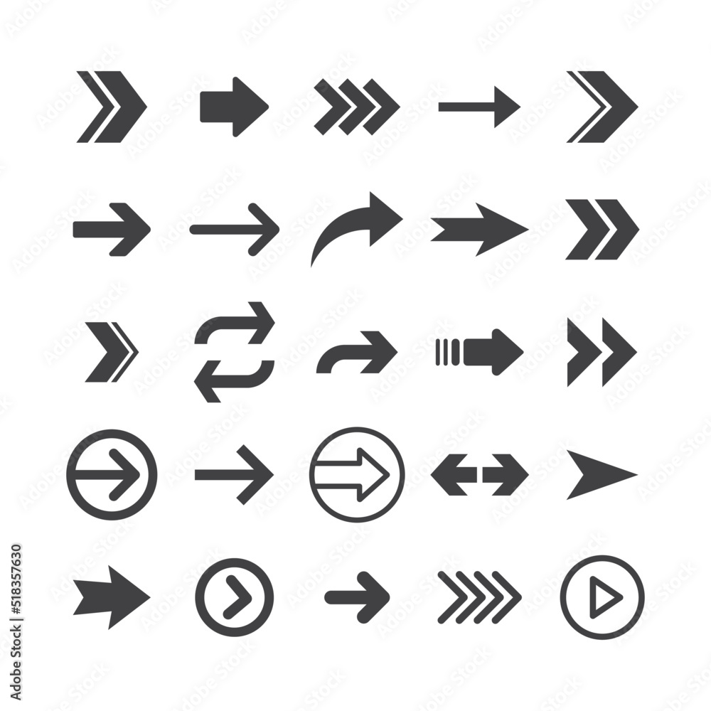 Arrows collection. Set of arrow pictogram icons. Arrowhead symbols ...