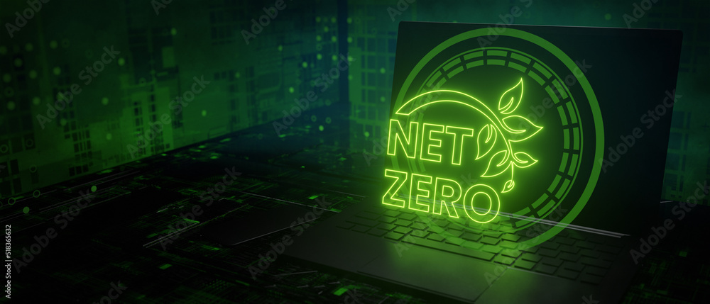 Net Zero technology network concept banner background 3D render Stock ...