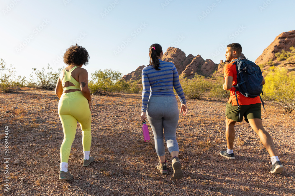 Arizona Landscape with Gen z friends Hiking together in mountains Stock ...