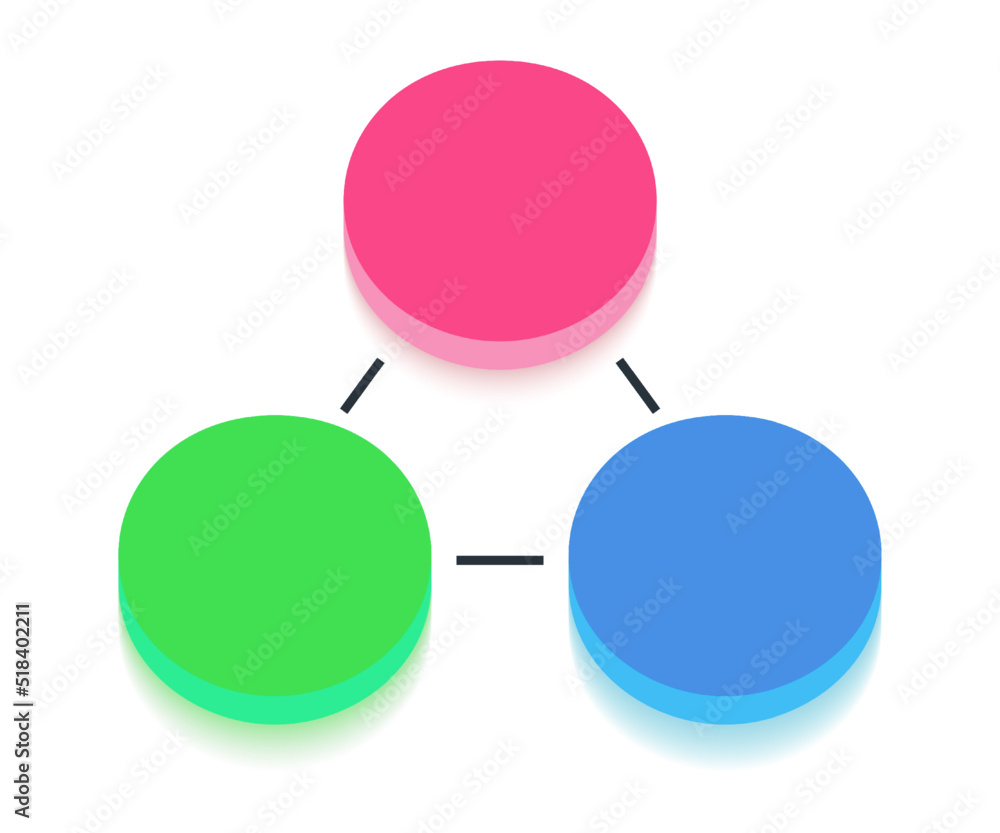Venn diagram chart template three circle 3d glass style for ...