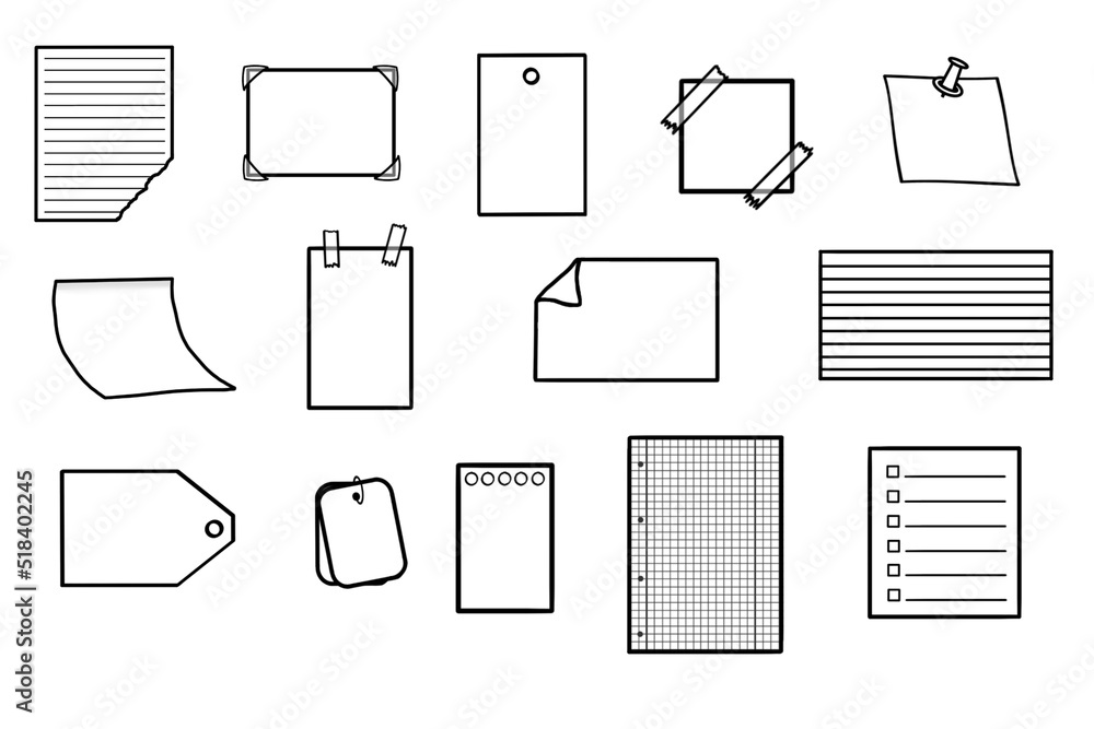 Ilustración de Stock 14x Notizzettel Memo Notizen - leer / blanko - Set ...
