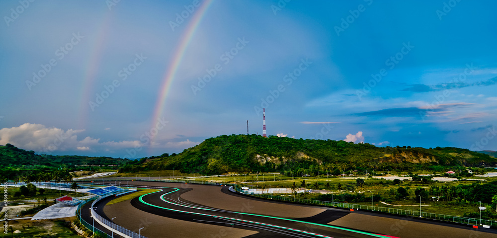 Rainbow at the Mandalika Circuit, Lombok, West Nusa Tenggara, Indonesia ...