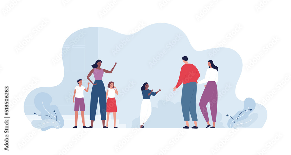 Voluenteering in orphanage concept. Vector flat people illustration ...