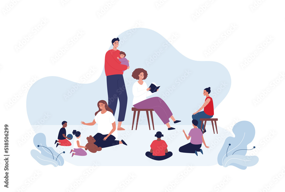 Vector de Stock Voluenteering in orphanage concept. Vector flat people ...