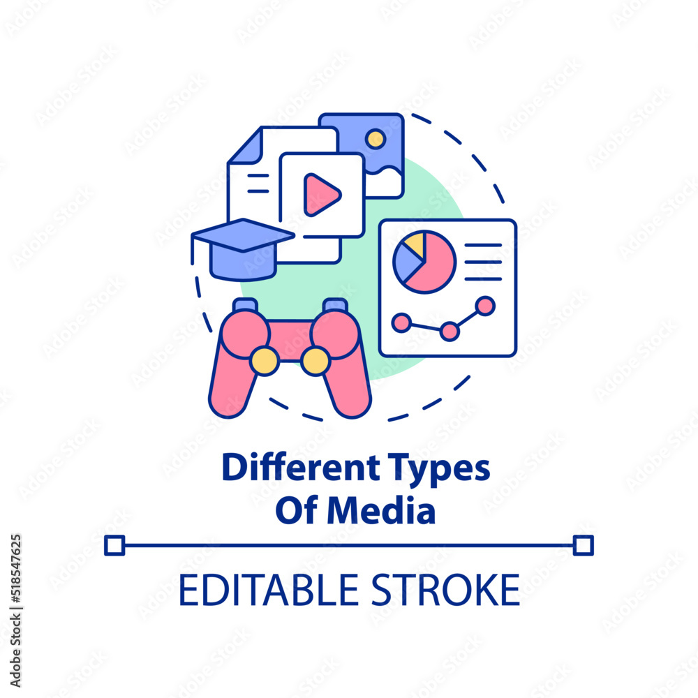 Different types of media concept icon. Microlearning characteristic ...