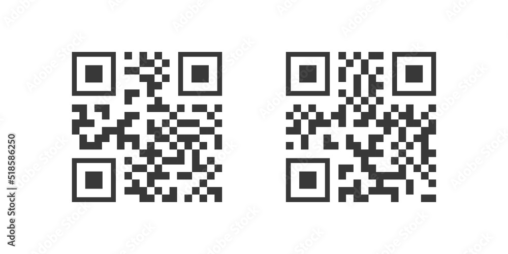 Qr code vector set black color isolated on background for mobile ...