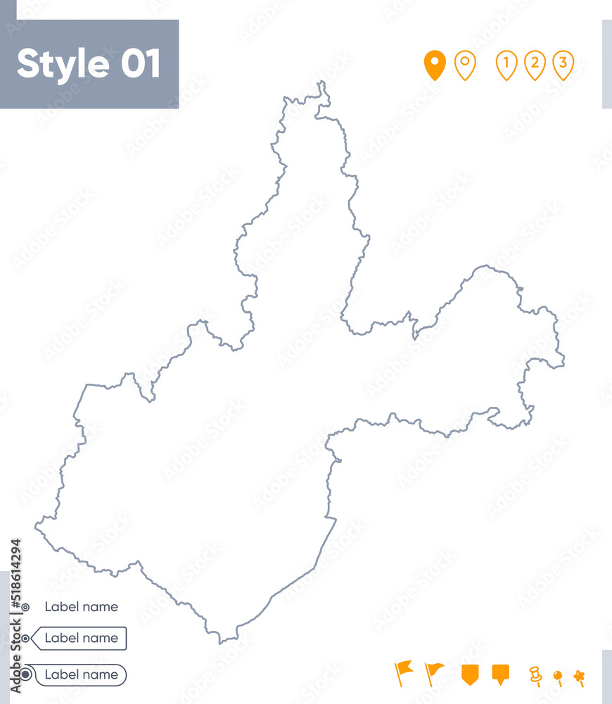 Irkutsk Region, Russia - stroke map isolated on white background ...