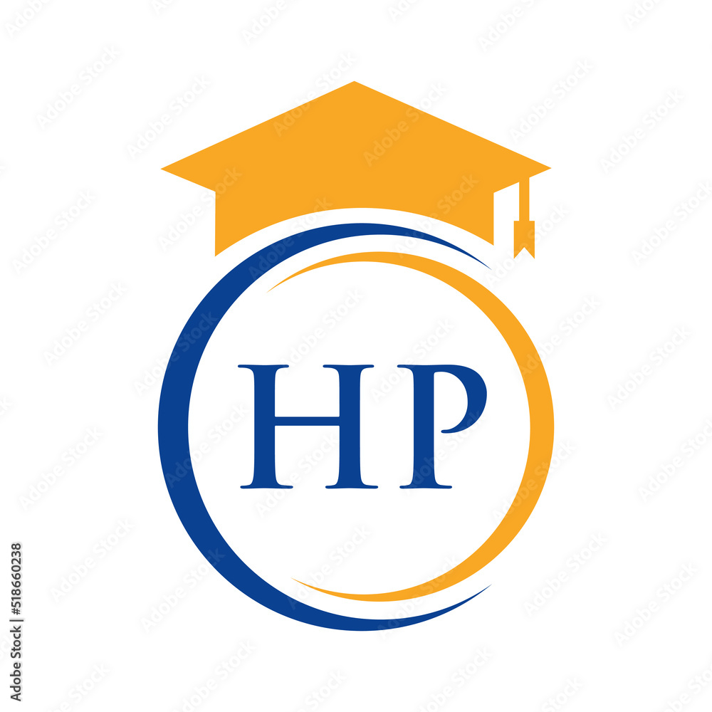 Letter HP Education Logo Concept With Educational Graduation Hat Vector ...