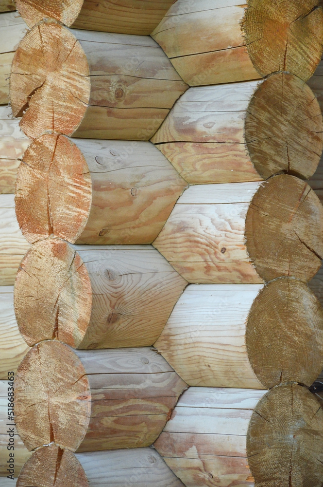 The corner of a house made of wooden logs, the corner joint of a ...