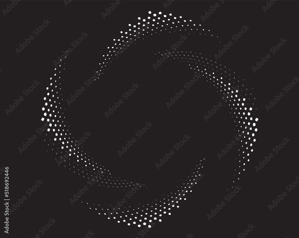 White halftone dots in vortex form. Geometric art. Trendy design ...