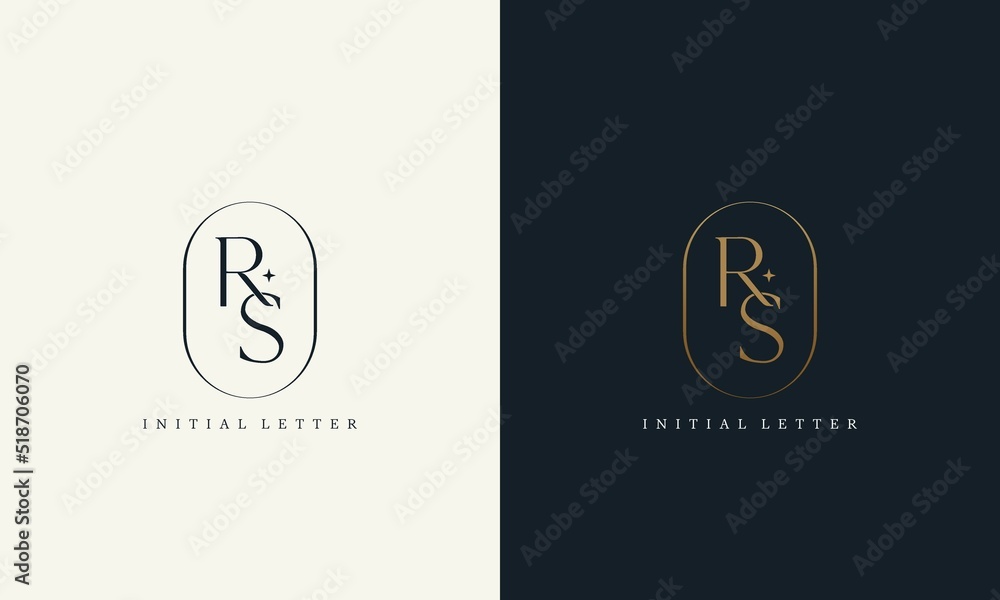 premium RS logo monogram with gold circle frame. luxury initials design ...