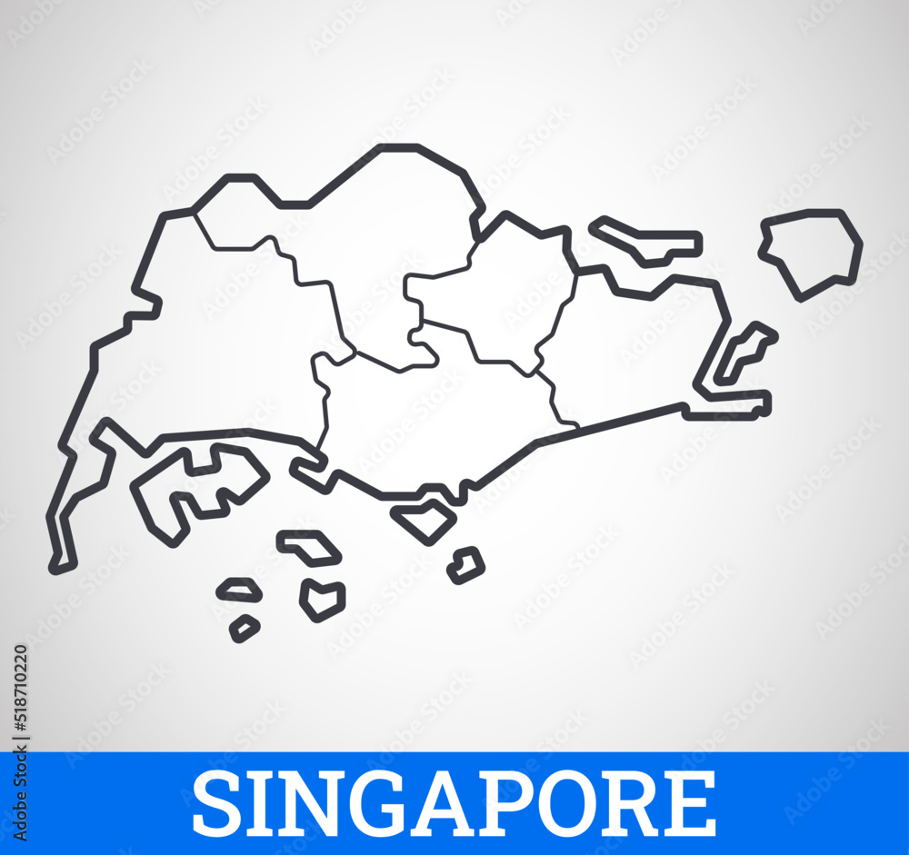 Simple outline map of Singapore with regions. Vector graphic ...
