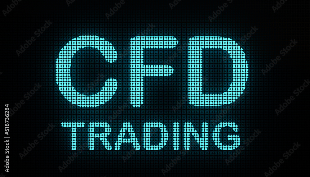 CFD (contract for difference) Broker. Glowing blue CFD symbol on the ...