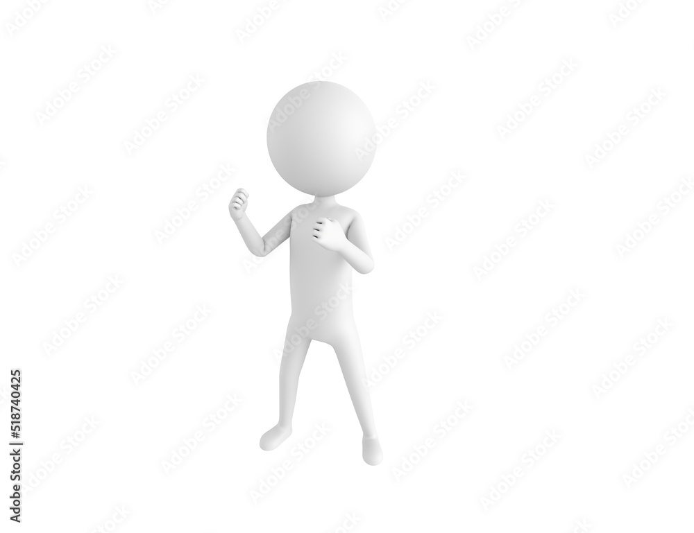Stick Man character fighting in 3d rendering. Stock Illustration ...