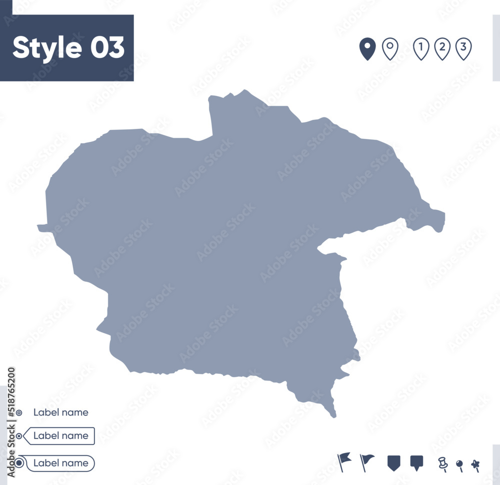 Almaty, Kazakhstan - map isolated on white background. Outline map ...