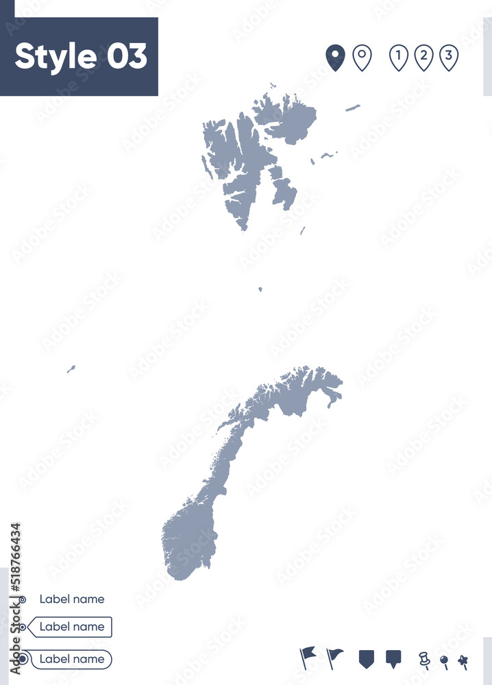 Norway - map isolated on white background. Outline map. Vector map ...