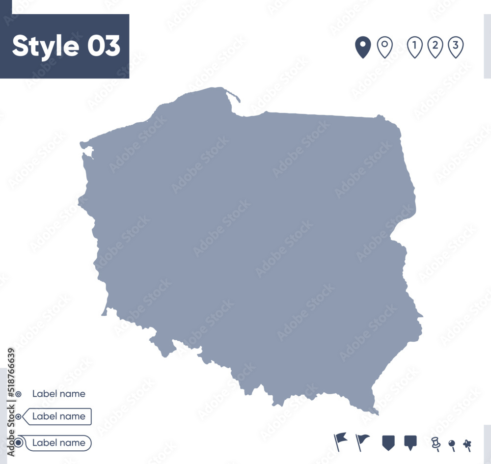 Poland - map isolated on white background. Outline map. Vector map ...
