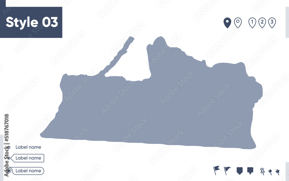 Kaliningrad Region, Russia - map isolated on white background. Outline ...