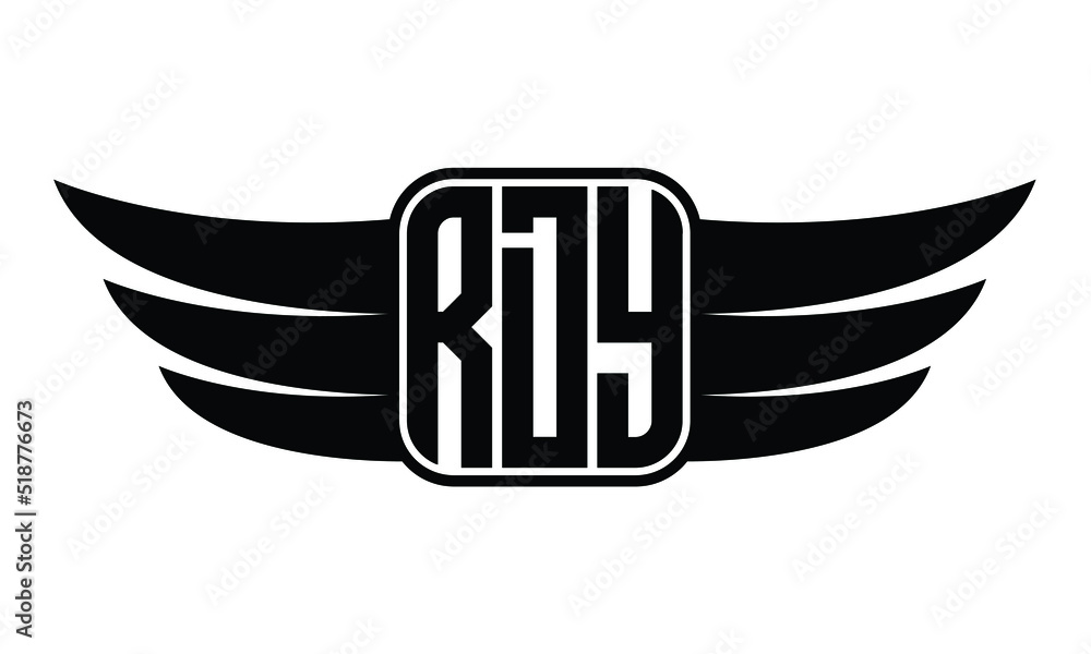 RDY three Letter Wings Flying Initial wing symbol minimalist creative ...