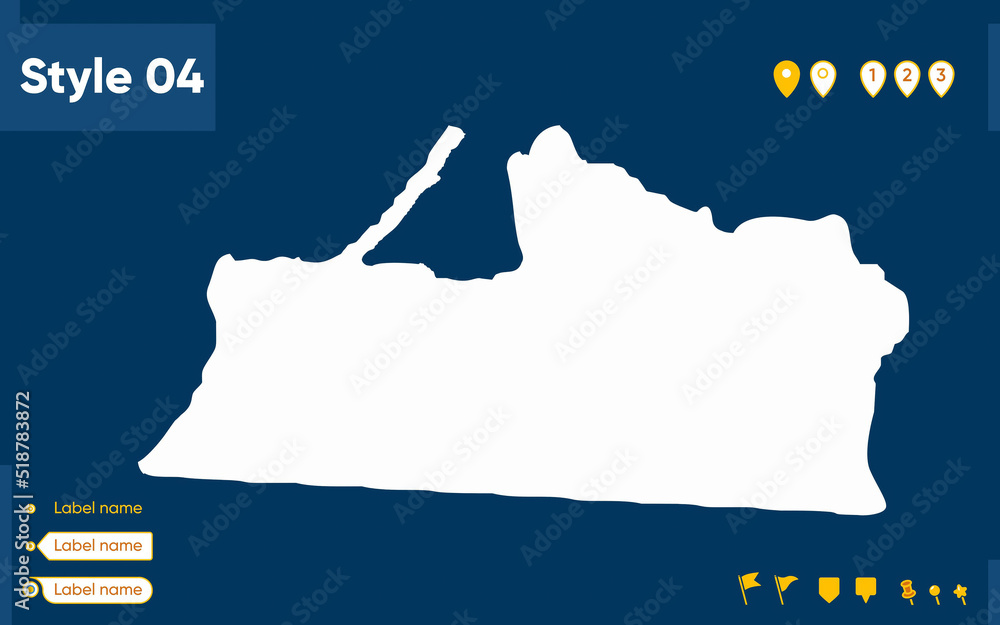 Kaliningrad Region, Russia - map isolated on blue background. Outline ...