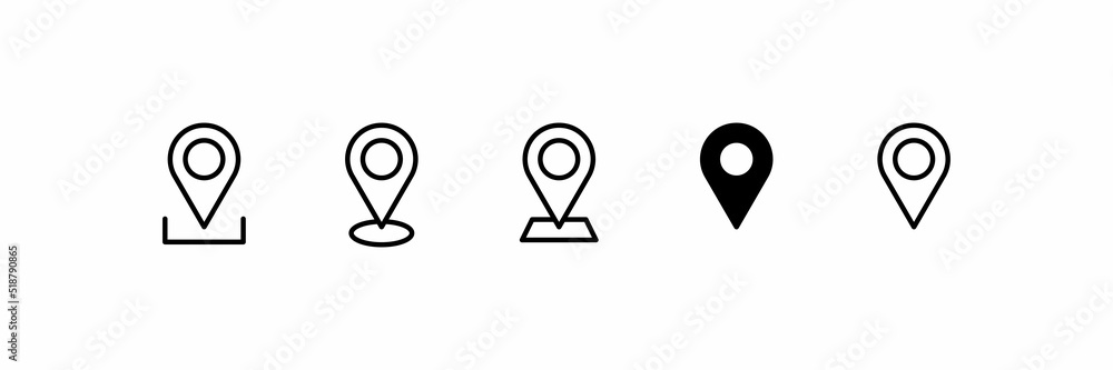 location icon set. address symbol. pin, sign, address or location ...