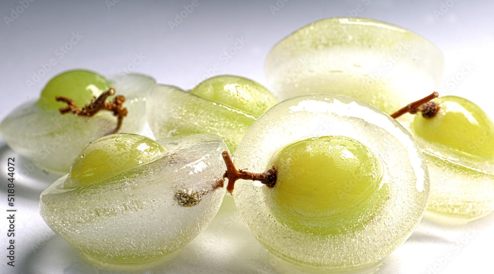 Traube, Trauben, Weintraube, Eiswürfel, Einfrieren, helle Traube ...