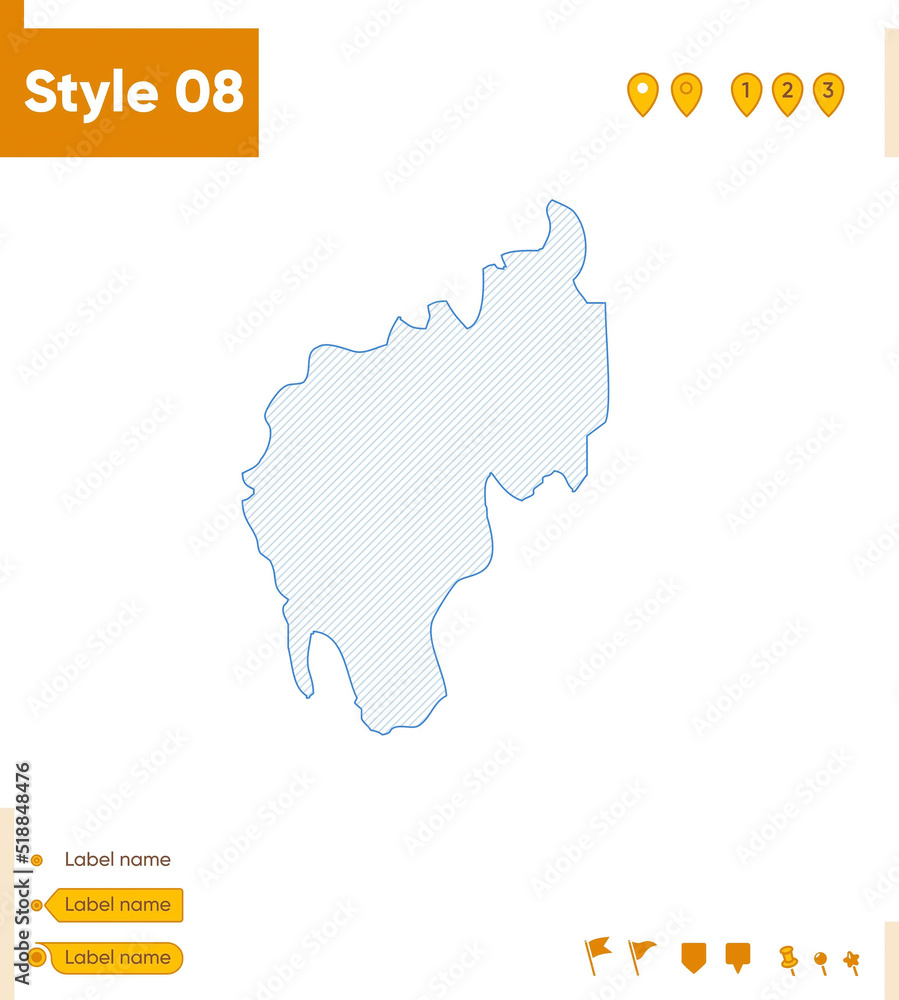 Tripura, India - grid map isolated on white background. Outline map ...